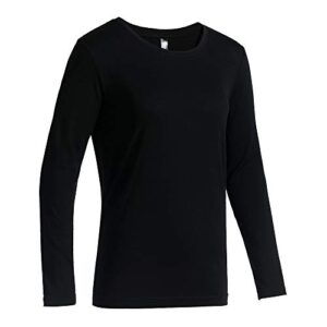 100% Merino Wool T-Shirt for Women's Long Sleeve Base Layers Odor Resistance for Outdoor Black