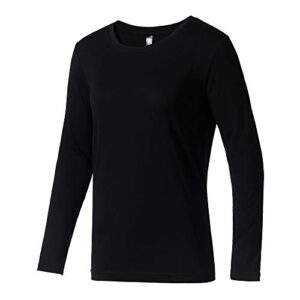 100% Merino Wool T-Shirt for Women's Long Sleeve Base Layers Odor Resistance for Outdoor Black