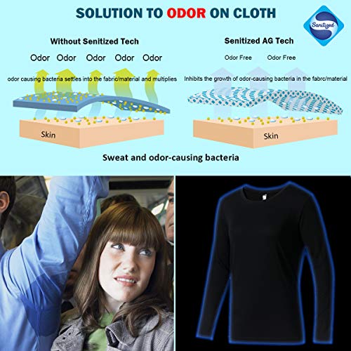 100% Merino Wool T-Shirt for Women's Long Sleeve Base Layers Odor Resistance for Outdoor Black