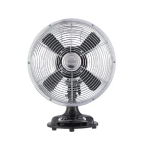 Better Homes & Gardens 8 inch Retro 3-Speed Metal Tilted-Head Oscillation Table Fan BHS036163273003, Black (Renewed)