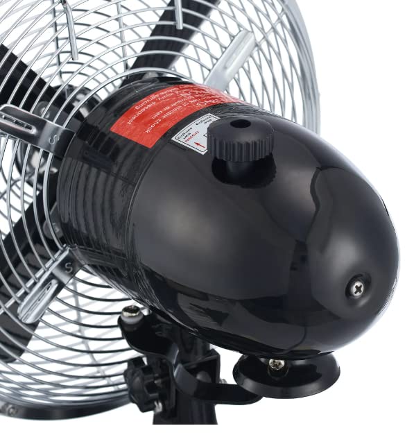 Better Homes & Gardens 8 inch Retro 3-Speed Metal Tilted-Head Oscillation Table Fan BHS036163273003, Black (Renewed)