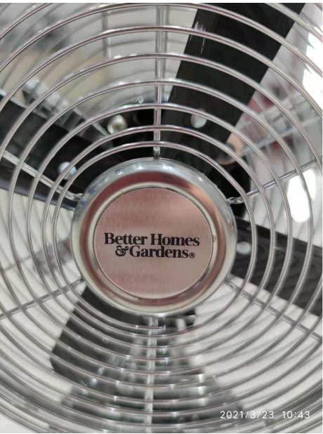 Better Homes & Gardens 8 inch Retro 3-Speed Metal Tilted-Head Oscillation Table Fan BHS036163273003, Black (Renewed)