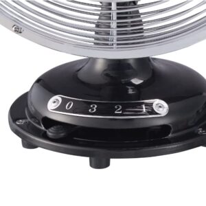 Better Homes & Gardens 8 inch Retro 3-Speed Metal Tilted-Head Oscillation Table Fan BHS036163273003, Black (Renewed)