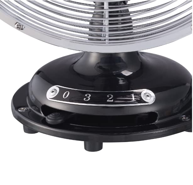 Better Homes & Gardens 8 inch Retro 3-Speed Metal Tilted-Head Oscillation Table Fan BHS036163273003, Black (Renewed)