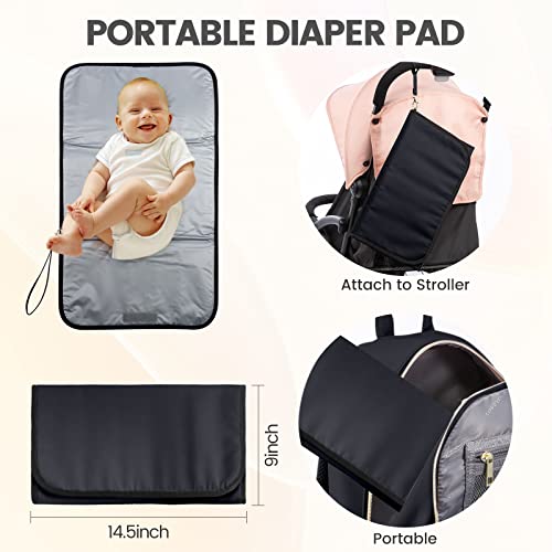 LOVEVOOK Diaper Bag Backpack, Baby Bags with Portable Changing Pad, Pacifier Case, Stroller Straps, Work Travel 15.6inch Laptop Back Pack for Moms Dads Black