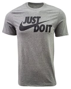 nike men's sportswear tee just do it swoosh (x-large, grey heather/black)