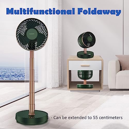 AIRMATE Pedestal Fan Oscillating, Foldable 22 Inch Table Fans, Standing Fan for Cooling Bedroom Quiet with Remote, 8 Speeds Air Circulation Fan for Home, Dorm, Bathroom, Green