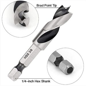 Eyech 6Pcs Brad Point Drill Bits Stubby Drill Bit Set for Wood |Spiral Twist Bit 1/4" Quick Change Hex Shank | 4241 High Speed Steel | for Quick Change Chucks and Drives