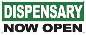 4 less co 18x48 inch dispensary now open vinyl banner sign with grommets gb