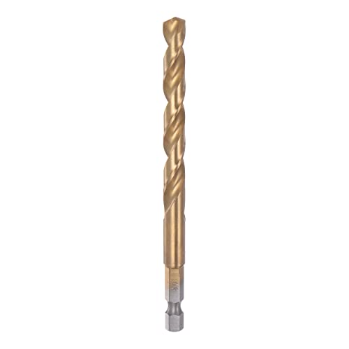 HARFINGTON 1/4" Hex Shank Drill Bit 8mm Titanium Drill Bits Set M35 High Speed Steel Twist Drill Bit 105mm Long Fully Ground for Wood, Stainless Steel, Metal, Plastic Plastic