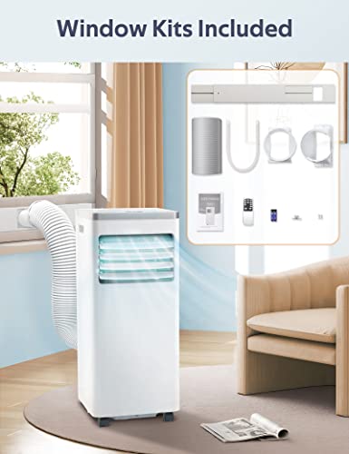 ZAFRO 8,000 BTU Portable Air Conditioners Cools up to 350 Sq.ft, Portable AC Built-in Cool, Dehumidifier, Fan Modes, Room Air Conditioner with Remote Control/Installation Kits, White