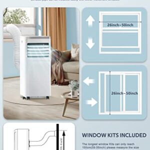 ZAFRO 8,000 BTU Portable Air Conditioners Cools up to 350 Sq.ft, Portable AC Built-in Cool, Dehumidifier, Fan Modes, Room Air Conditioner with Remote Control/Installation Kits, White