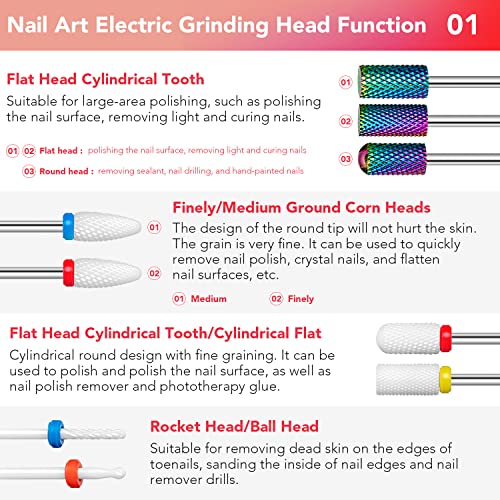 Onism 25Pcs Nail Drill Bits Set - 3/32 Inch Tungsten Carbide Ceramic Nail Bits Kit for Professional Manicure Pedicure Remover for Home Salon Acrylic Gel Nail Polish - With Nail Tool Box, Sanding Bands