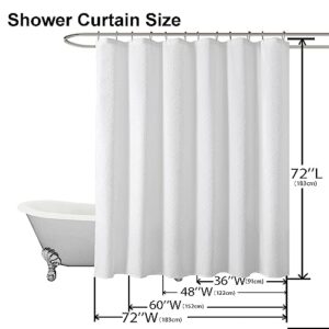 Lecloud White Shower Curtain for Bathroom, 3D Embossed Geom Pattern Hotel Quality Bathroom Shower Curtain, Machine Washable Waterproof Fabric Bath Curtain for Bathroom and Bathtubs, 72" Wx72 L