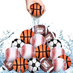 leyndo 24 pcs 2 inch water pool balls toys summer soft bomb ball sport theme absorbent ball for pool swimming beach soaking game kids party activities, baseball football soccer beach ball