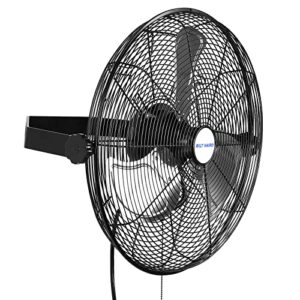 bilt hard 3000 cfm 14 in. outdoor wall mount fan, 3-speed waterproof wall fan industrial grade high velocity outdoor fans for patio, commercial, garage, and gazebo use- ul listed black