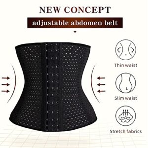 SUIUOI 2PCS Waist Trainer,3 Hook 4 Steel Bones Corset Shapewear Body Shaper Corset, Tummy Control Girdle Band Steel Boned (X-Large)