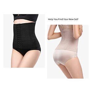 SUIUOI 2PCS Waist Trainer,3 Hook 4 Steel Bones Corset Shapewear Body Shaper Corset, Tummy Control Girdle Band Steel Boned (X-Large)