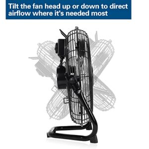 BILT HARD 12" 3-Speed High Velocity Heavy Duty Metal Floor Fan, 1650 CFM, 180-Degree Tilt, Powerful Airflow Fan for Home, Bedroom, Residential Use