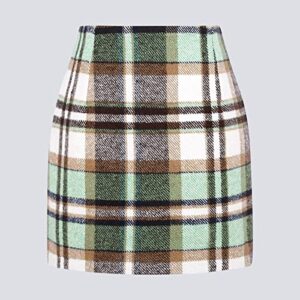 OutTop Red Plaid Skirts for Women High Waist Buffalo Plaid Bodycon Skirts Winter Wool Slim A line Pencil Mini Skirts