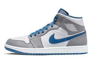 jordan men's air 1 mid, cement grey/white-true blue, 13