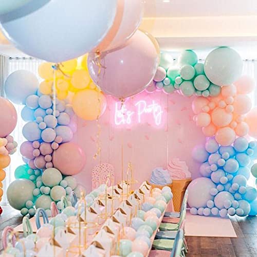 120 PCS Macaron Balloons Garland Kit, Pastel Latex Rainbow Balloons Arch Kit Assorted for Birthday Baby Shower Wedding Graduation Mermaid Party Decor Supplies(18/10/5 Inch)