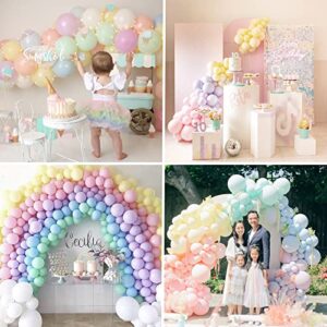 120 PCS Macaron Balloons Garland Kit, Pastel Latex Rainbow Balloons Arch Kit Assorted for Birthday Baby Shower Wedding Graduation Mermaid Party Decor Supplies(18/10/5 Inch)