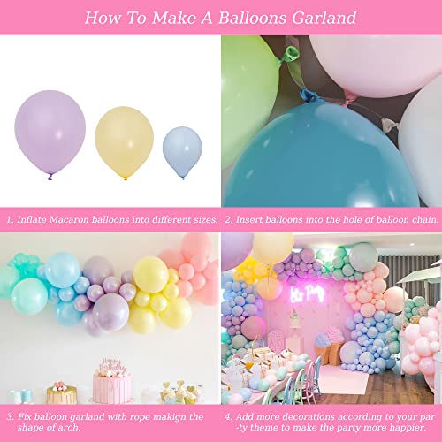 120 PCS Macaron Balloons Garland Kit, Pastel Latex Rainbow Balloons Arch Kit Assorted for Birthday Baby Shower Wedding Graduation Mermaid Party Decor Supplies(18/10/5 Inch)