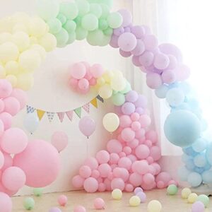 120 PCS Macaron Balloons Garland Kit, Pastel Latex Rainbow Balloons Arch Kit Assorted for Birthday Baby Shower Wedding Graduation Mermaid Party Decor Supplies(18/10/5 Inch)