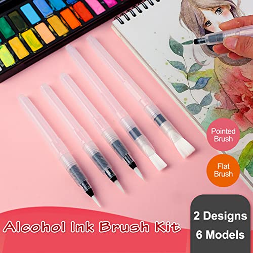 67Pcs Alcohol Ink Blending Tool Set, Alcohol Ink Supplies Include Blending Brush Pen Multiple Tip Shapes Foam Tipped Blending Swabs with Air Blower for Card Making Embossing Painting Rendering