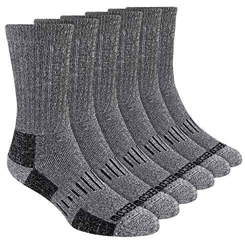 KEECOW Merino Wool Crew Socks For Men & Women, Thermal, Warm, Winter Cushion Socks For Hiking Working Running, 3 Pairs (Large, Charcoal B)