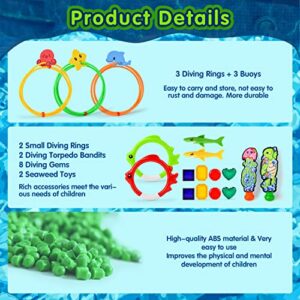 Balnore 20PCS Water Sports Swim Thru Rings for Kids, Water Toys - Assorted Pack, Pool Toys Diving Toys for Adults, Underwater Training Program Pool Games Water Swimming Sport Gifts