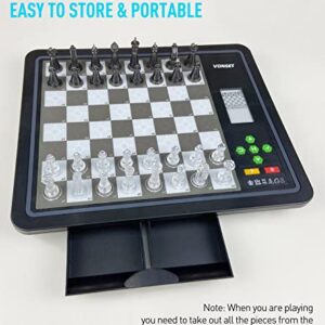 Vonset Core L6 Computer Chess Game Electronic Chess Set Computer Chess Board with LED Light Chess Computer for Adults and Kids with Double Queen Pieces for Beginners