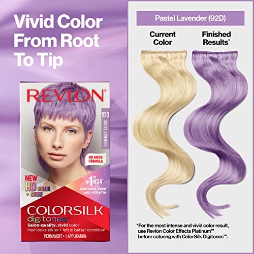 Revlon Permanent Hair Color ColorSilk Digitones with Keratin, 92D Pastel Lavender (Pack of 1)