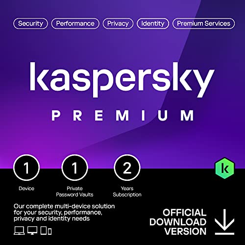 Kaspersky Premium Total Security 2023 | 1 Device | 2 Years | Anti-Phishing and Firewall | Unlimited VPN | Password Manager | Parental Controls | 24/7 Support | PC/Mac/Mobile | Online Code