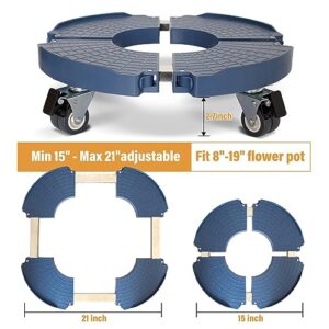 DOFIMATE 2 Pack Rolling Plant Stand with Wheels,15-21’’Adjustable Heavy Duty Plant Caddy with Wheels for Indoor Outdoor Planter Dolly Lockable