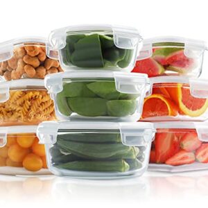 HOMBERKING Glass Food Storage Containers with Lids, [18 Piece] Glass Meal Prep Containers, Airtight Glass Lunch Bento Boxes, BPA-Free & Leak Proof (9 lids & 9 Containers) - White