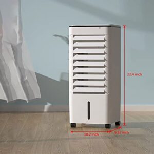 Evaporative Air Cooler,3-IN-1 Windowless Portable Air Conditioner,Oscillation Swamp Cooler and Humidification-Includes Ice Packs-12 Hour Timer&Remote,Ideal for Home, Office, Bedroom, Kitchen