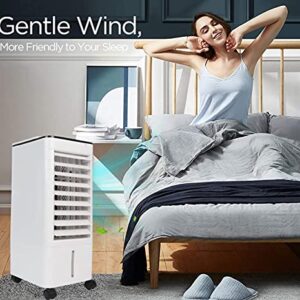 Evaporative Air Cooler,3-IN-1 Windowless Portable Air Conditioner,Oscillation Swamp Cooler and Humidification-Includes Ice Packs-12 Hour Timer&Remote,Ideal for Home, Office, Bedroom, Kitchen