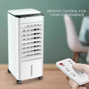 Evaporative Air Cooler,3-IN-1 Windowless Portable Air Conditioner,Oscillation Swamp Cooler and Humidification-Includes Ice Packs-12 Hour Timer&Remote,Ideal for Home, Office, Bedroom, Kitchen