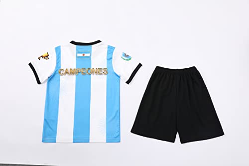 Argentina World Champions Edition Sports Soccer Football Boys Kids Youth Jersey Shirt Kit Set (Size-26 (8-9 Years))