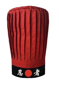 sunrise kitchen supply hibachi chef hat with tie ninja headband red, black