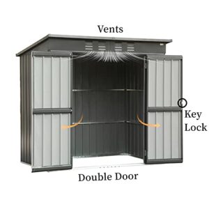 Domi Outdoor Storage Shed 6x4 FT,Metal Outside Sheds&Outdoor Storage Galvanized Steel,Tool Shed with Lockable Double Door for Patio,Backyard,Garden,Lawn Dark Grey