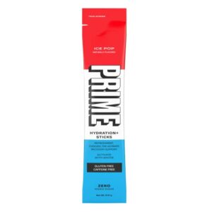 Prime Hydration+ Stick Pack | Electrolyte Drink Mix | 10% Coconut Water | 250mg BCAAs | Antioxidants | Naturally Flavored | Zero Added Sugar | Easy Open Single-Serving Stick | ICE POP, 6 Sticks