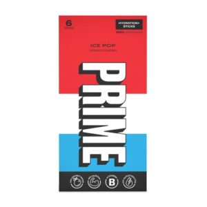 Prime Hydration+ Stick Pack | Electrolyte Drink Mix | 10% Coconut Water | 250mg BCAAs | Antioxidants | Naturally Flavored | Zero Added Sugar | Easy Open Single-Serving Stick | ICE POP, 6 Sticks