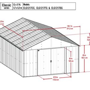 Arrow Sheds Classic 12' x 17' Outdoor Padlockable Steel Storage Shed Building, Charcoal