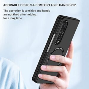 MME Magnetic Case for Galaxy Z Fold 4 5G Case Compatible with Mag Safe Charger Soft Liquid Silicone Gel Rubber Ultra Slim Shockproof Cover for Z Fold 4, Black