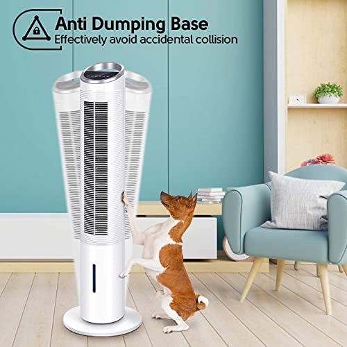 Air Choice Evaporative Cooler, 40" Portable Tower Fan with 70° Oscillating for Big Space, 3 Speeds & Modes, 8H Timer, 2 Ice Packs, Removable Water Tank, Portable Swamp Cooler with LCD Panel & Remote