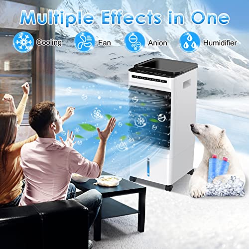 Portable Air Conditioners - 4-IN-1 Air Conditioner Portable for Room, Evaporative Air Cooler w/ 4 Modes, 3 Speeds, 1.32 Gallon Water Tank, 90°Oscillation,7H Timer, Portable Ac for Room Home Office