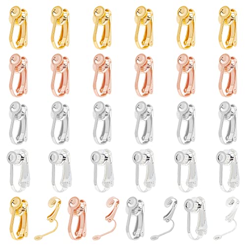 UNICRAFTALE 32pcs 4 Colors Stainless Steel Clip-on Earring Non-Pierced Earring 15mm Metal Huggie Fake Ear for DIY Earring Jewelry Making